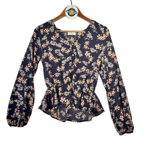 Sienna Sky | Tops | Sienna Sky Blue Floral Blouse | Poshmark